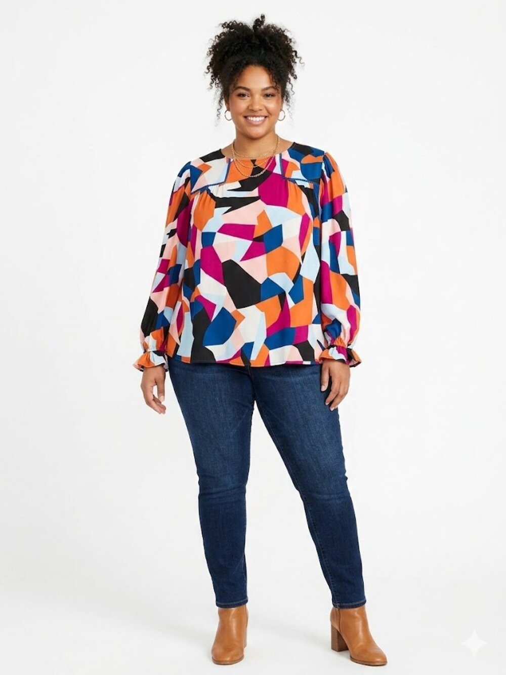 Unbranded | Tops | Colorful Abstract Print Blouse Multicolor Xl | Poshmark